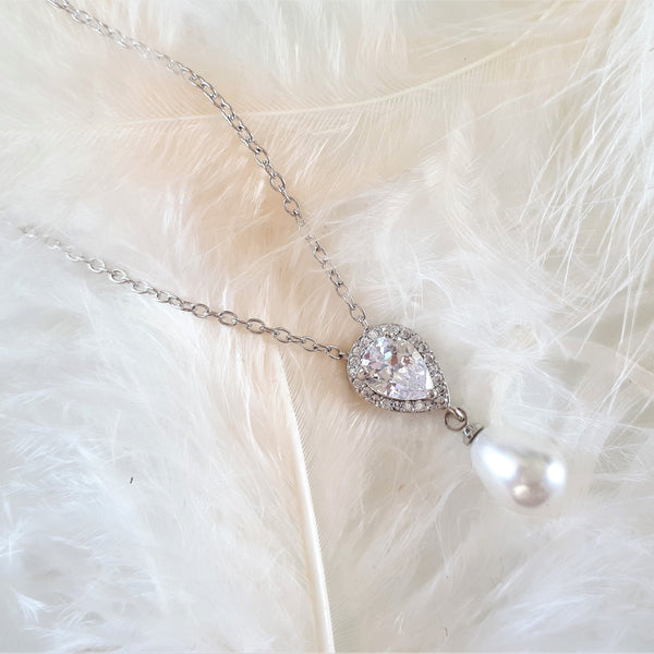 Alisha, Silver Freshwater Pearl Pendant - Jules Bridal Jewellery USA